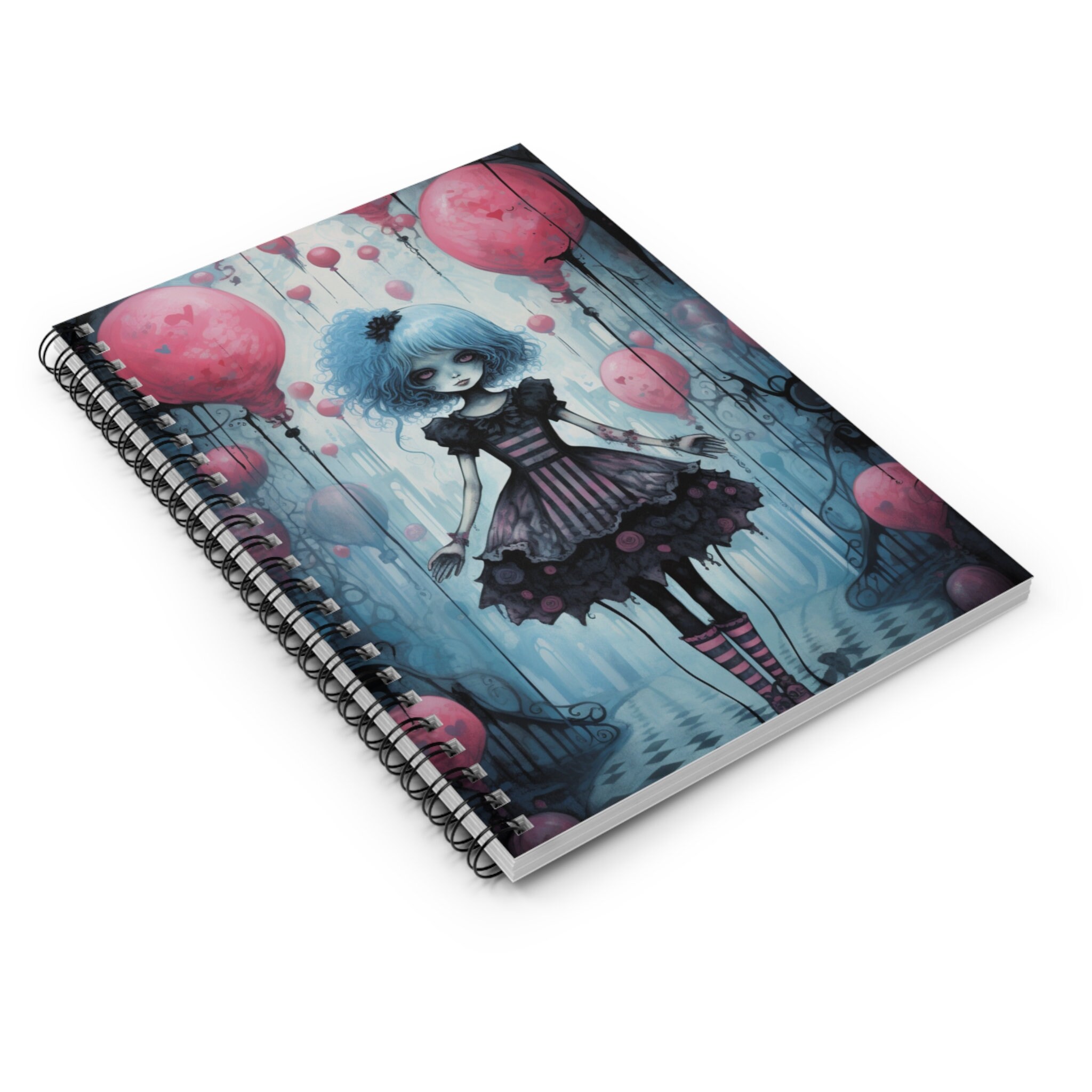 Haunted Circus Spiral Notebook, Pastel Goth Lined Journal, Unique ...