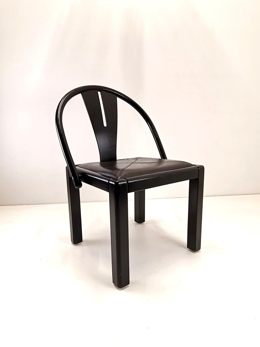 Rare Postmodern Dining Chair / Italian Design / Solid Wood and Leather ...