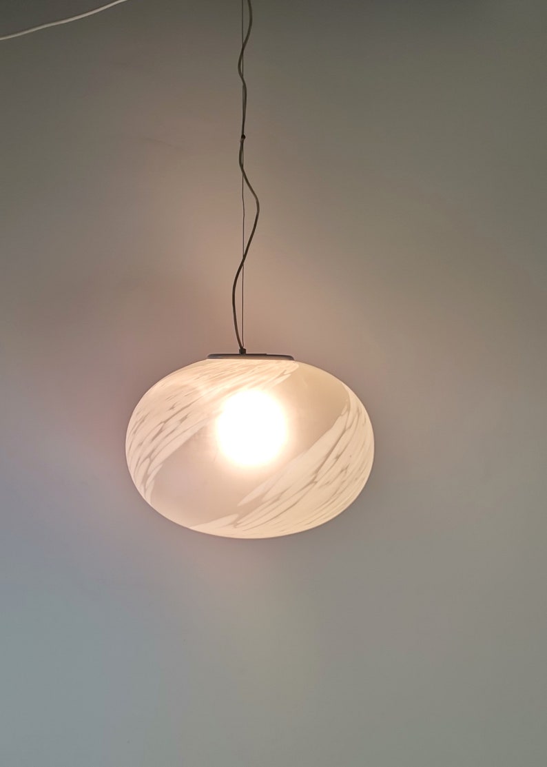 Vintage Italian Pendant Light/ Murano Glass With Swirl Pattern / 70s ...