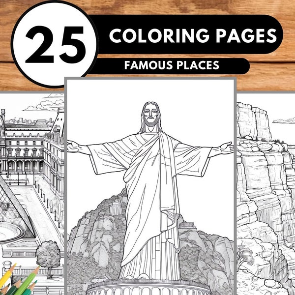 Landmarks of the World Coloring Pages - Etsy