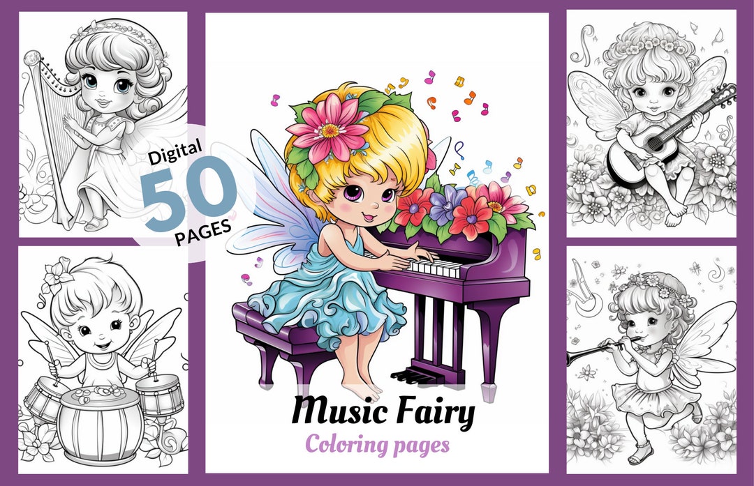 Music Fairies Coloring Pages Printable Fairy Coloring Sheets Fairy ...
