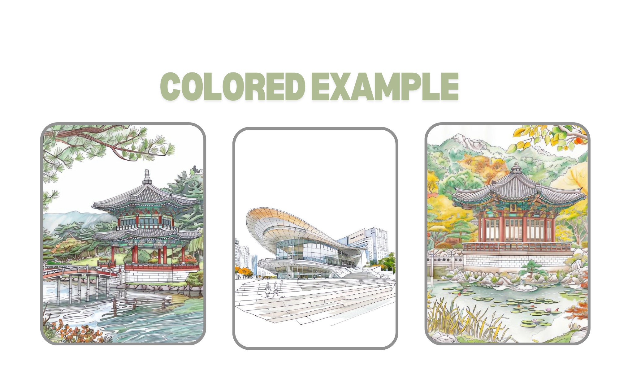 Korea Famous Places Coloring Pages - Etsy