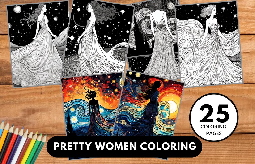 Radiant Inspiring Women to Color, Van Gogh Style Beautiful Women ...