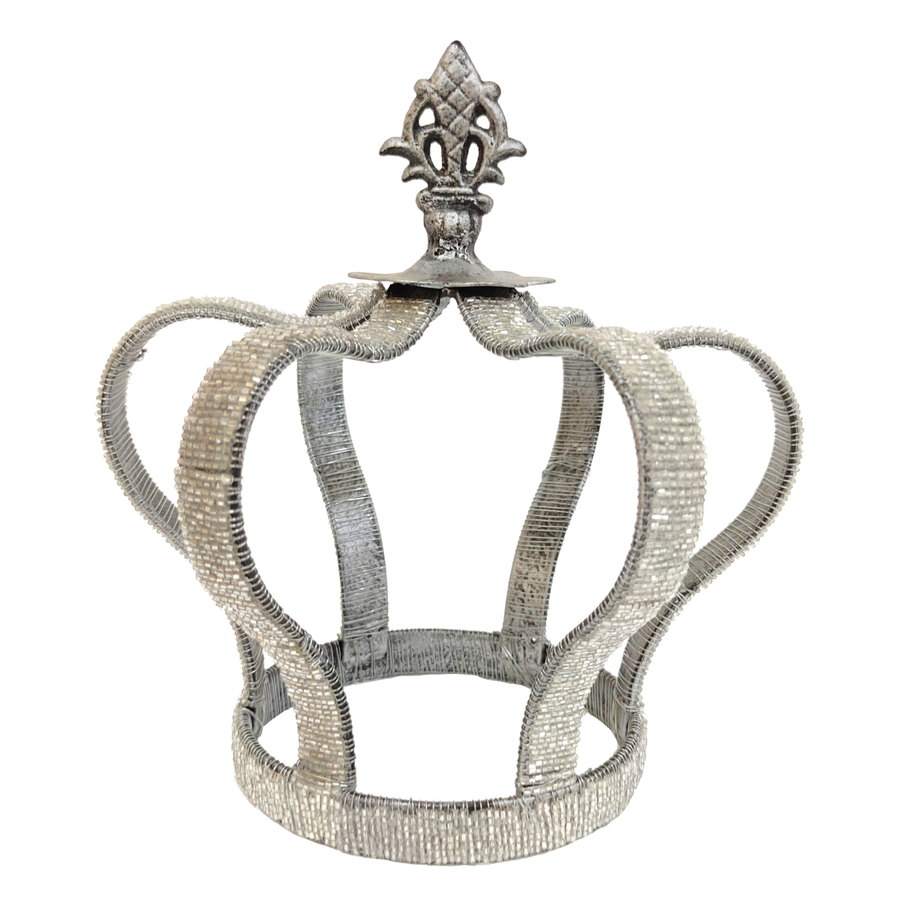 Hand-beaded Metallic Crown Table Sculpture Ornament - Regal Elegance ...