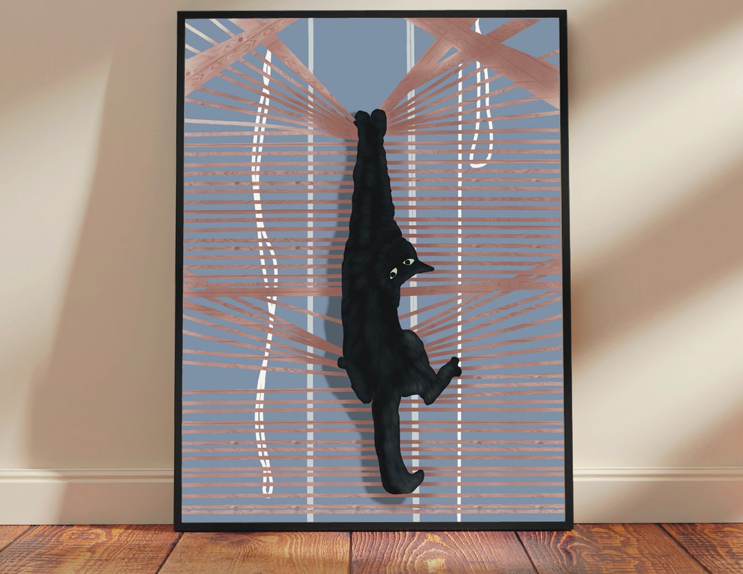 Funny Cat Wall Art Based on A Real Cat, Minimalist, Gift for the Home ...