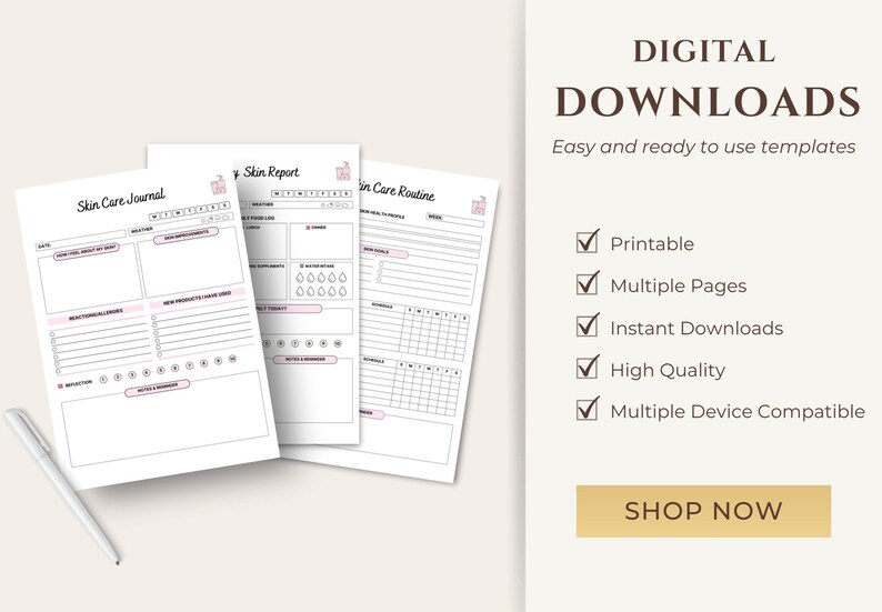 Printable Skincare Planner, Beauty Planner Template, Glow up Planner ...
