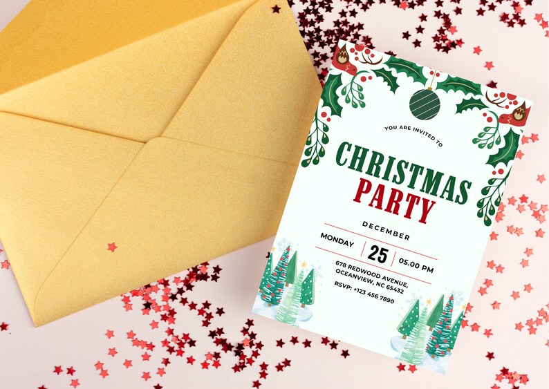 Editable Christmas Party Invitation, DIY Christmas Invitation Party ...