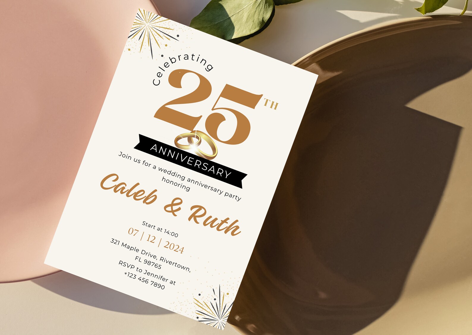 Editable Celebrating 25th Wedding Anniversary Invitation Template ...