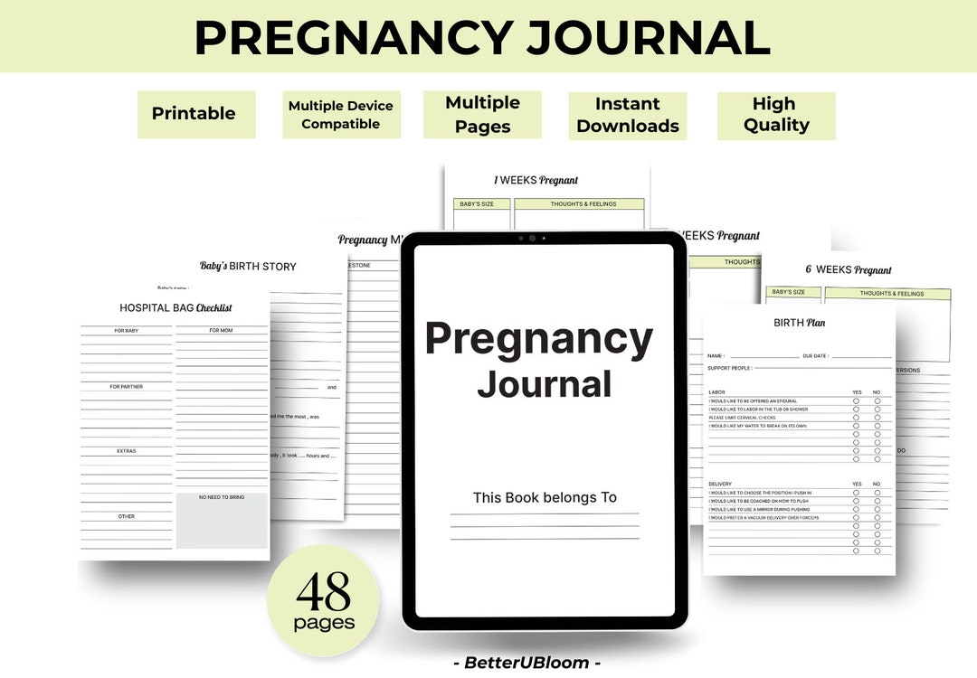 Printable My Pregnancy Journal Template Pregnancy Planner - Etsy