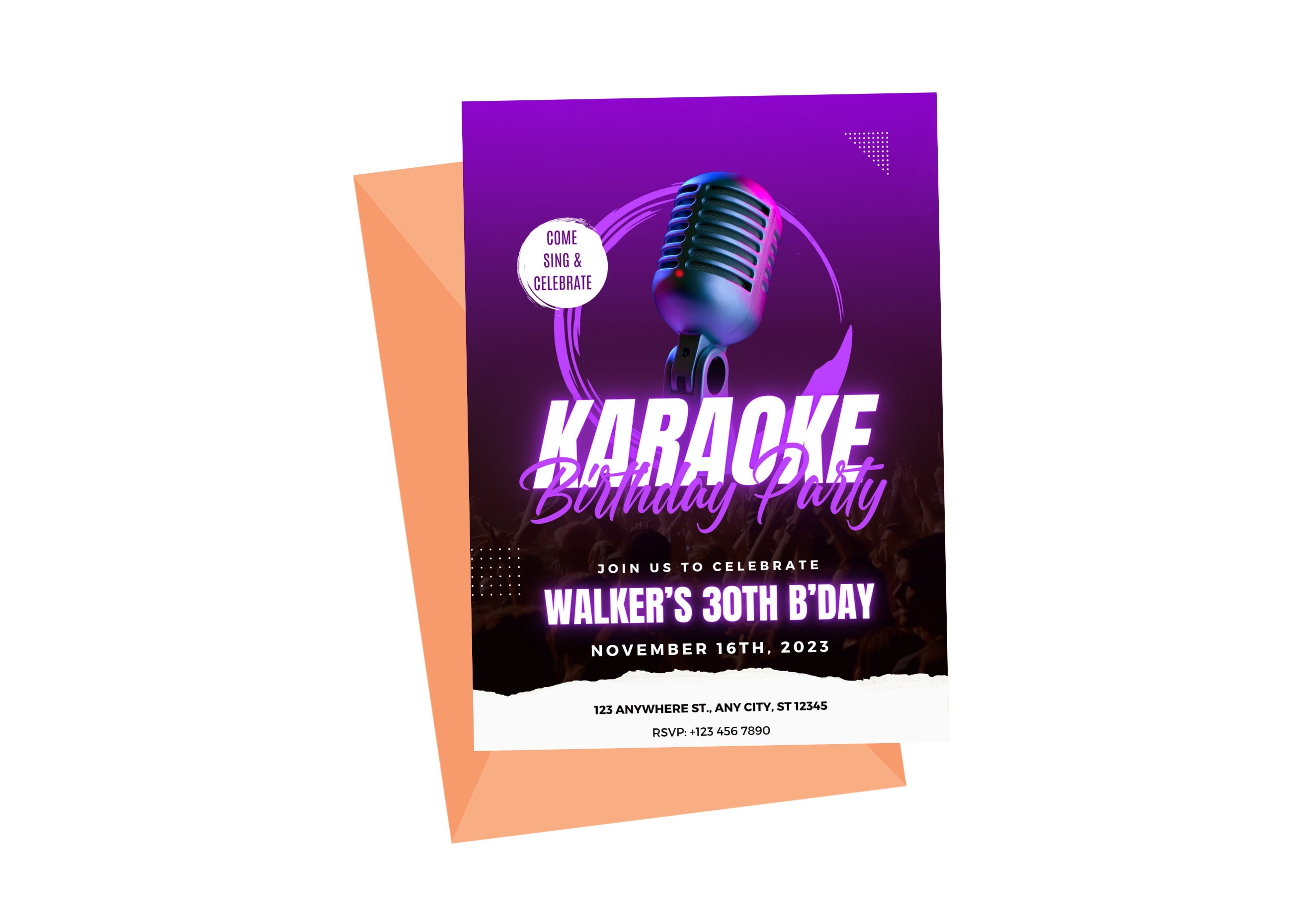 Editable Karaoke Birthday Party Invitation, DIY Invitation Template ...