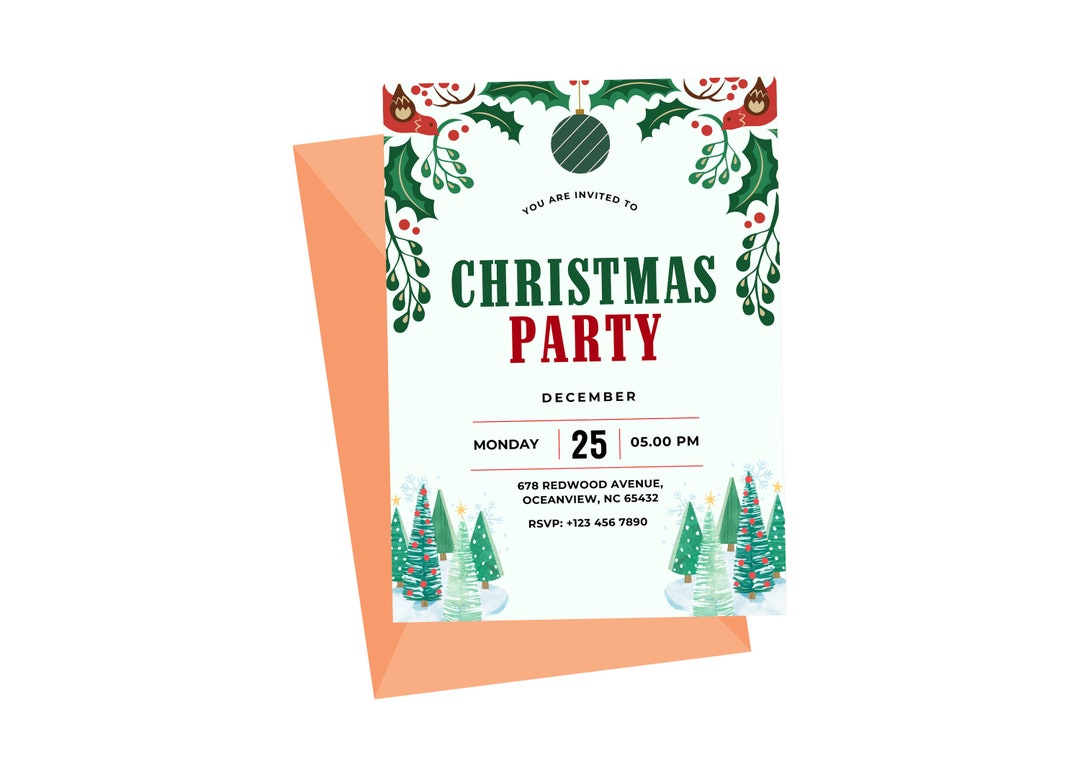 Editable Christmas Party Invitation, DIY Christmas Invitation Party ...