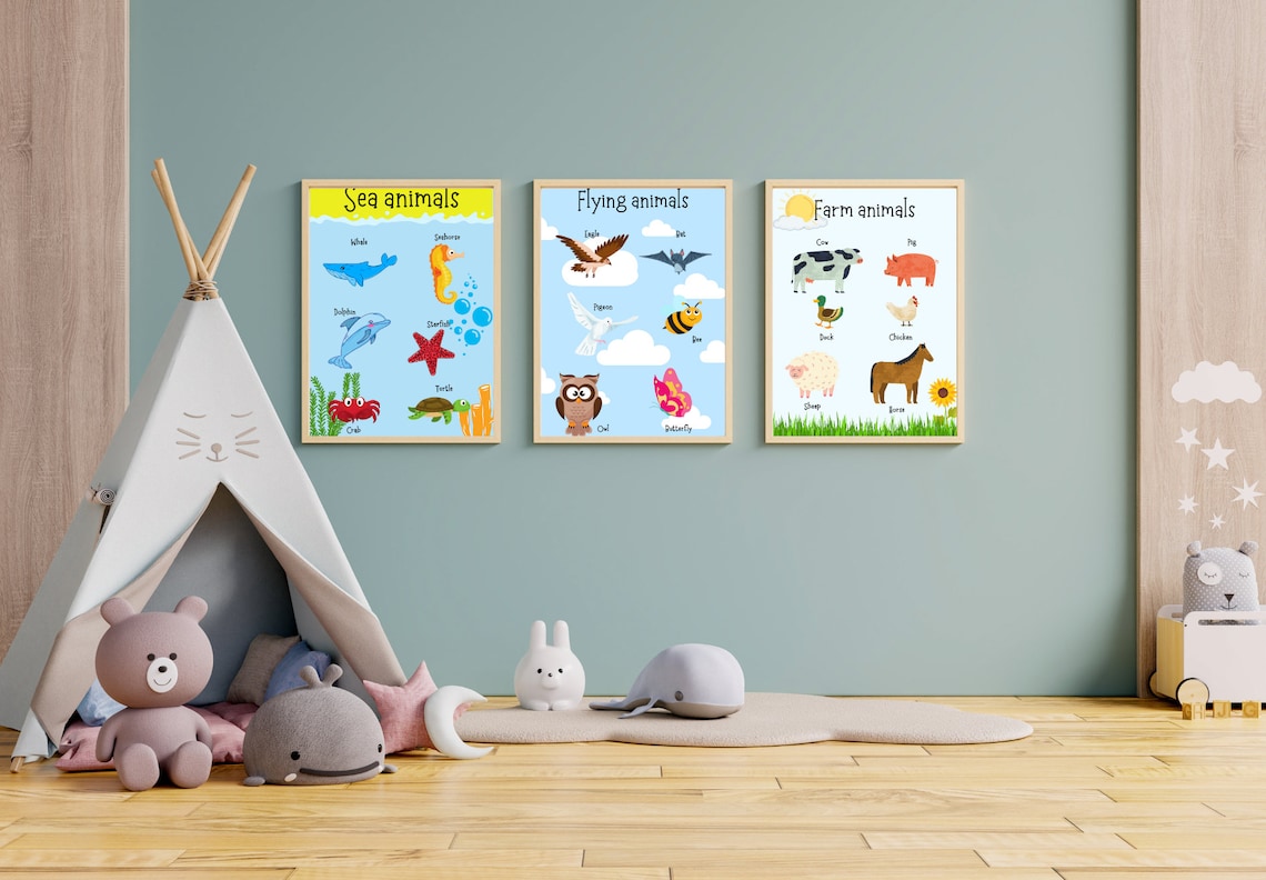 Printable Set of 6 Educational Poster Set for Kids Educative - Etsy
