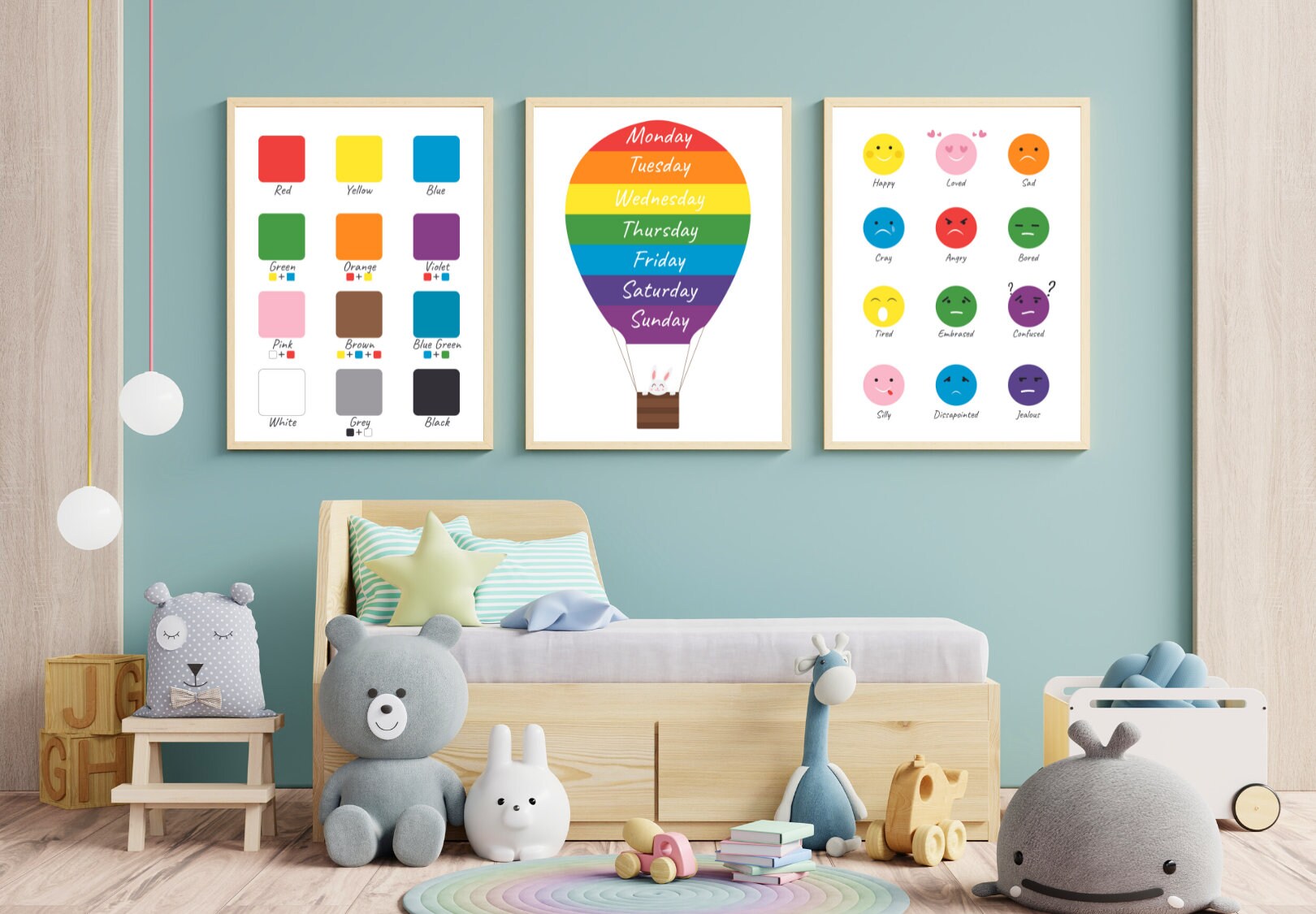 Printable Educational Poster for Nusery, Set Learning Print, Class ...