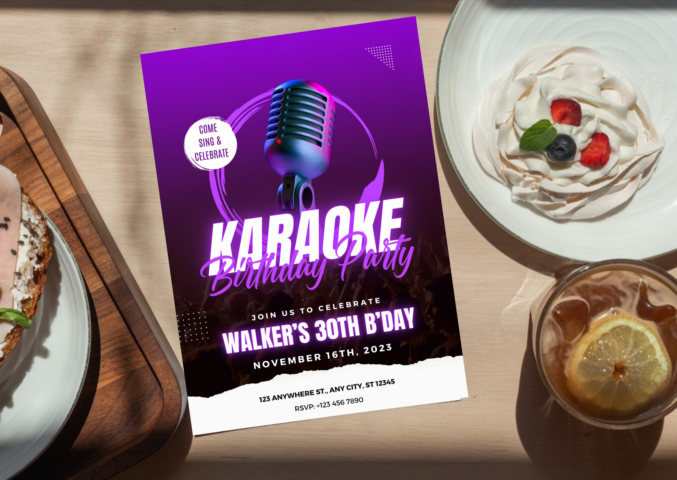 Editable Karaoke Birthday Party Invitation, DIY Invitation Template ...
