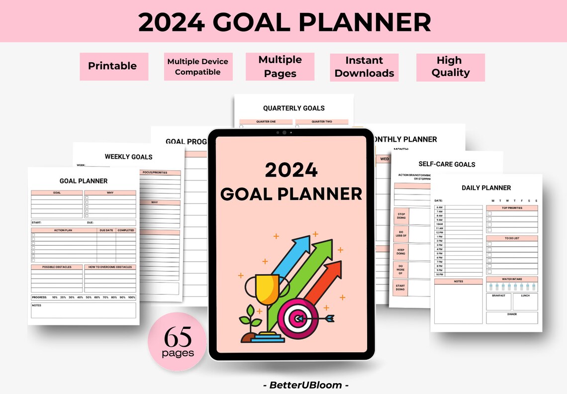 Printable 2024 Goal Planner, Digital Download Pdf Guide, GOAL Setting ...