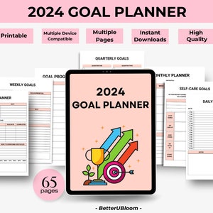 Printable 2024 Goal Planner, Digital Download Pdf Guide, GOAL Setting ...