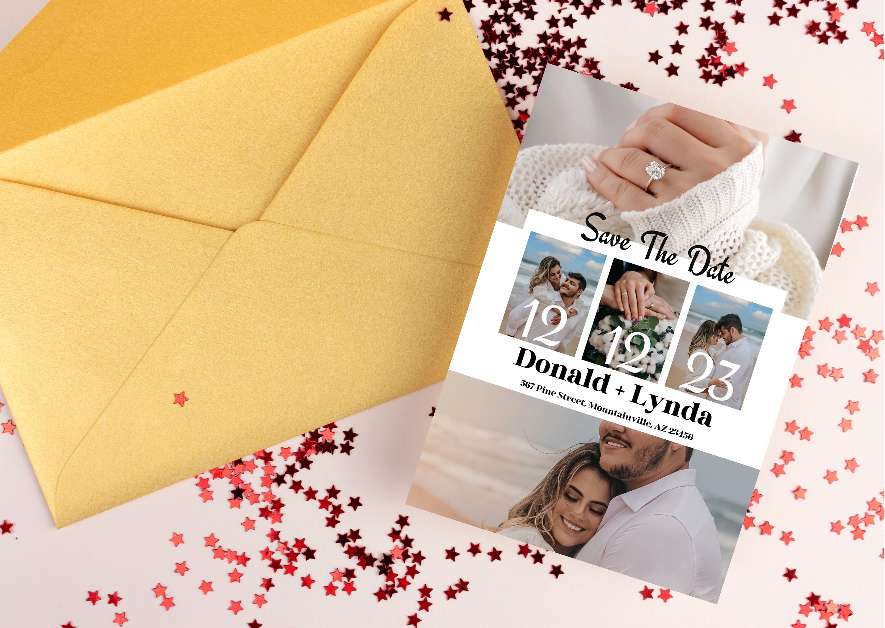 Editable Photo Collage Wedding Invitation, DIY Picture Collage Wedding ...