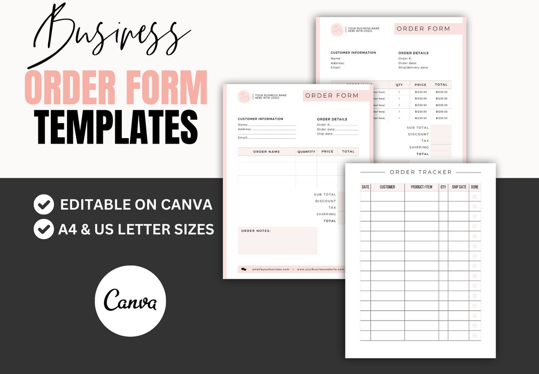Order Form Template, Invoice Template, Editable Order Form, Custom ...