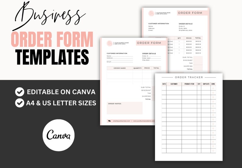 Order Form Template, Invoice Template, Editable Order Form, Custom ...