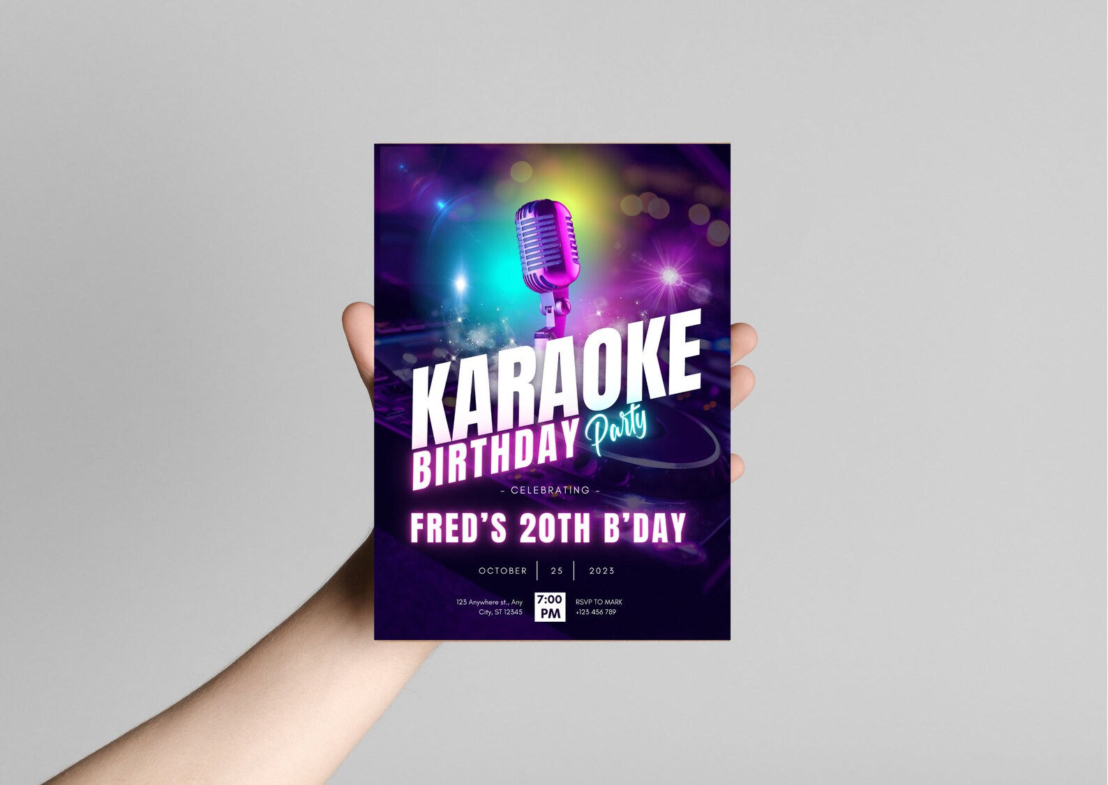 Editable Karaoke Birthday Invite, DIY Birthday Party Invitation ...