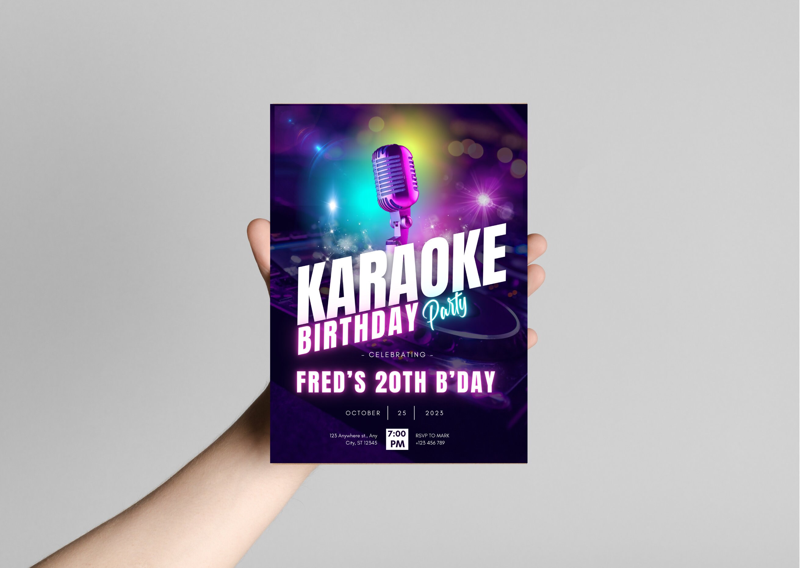 Editable Karaoke Birthday Invite, DIY Birthday Party Invitation ...