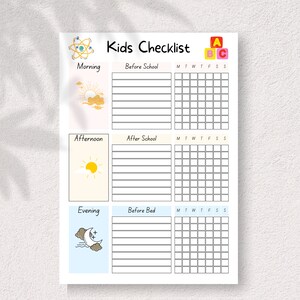 Printable Kids Daily School Checklist Schedule, Editable Kids Chore ...