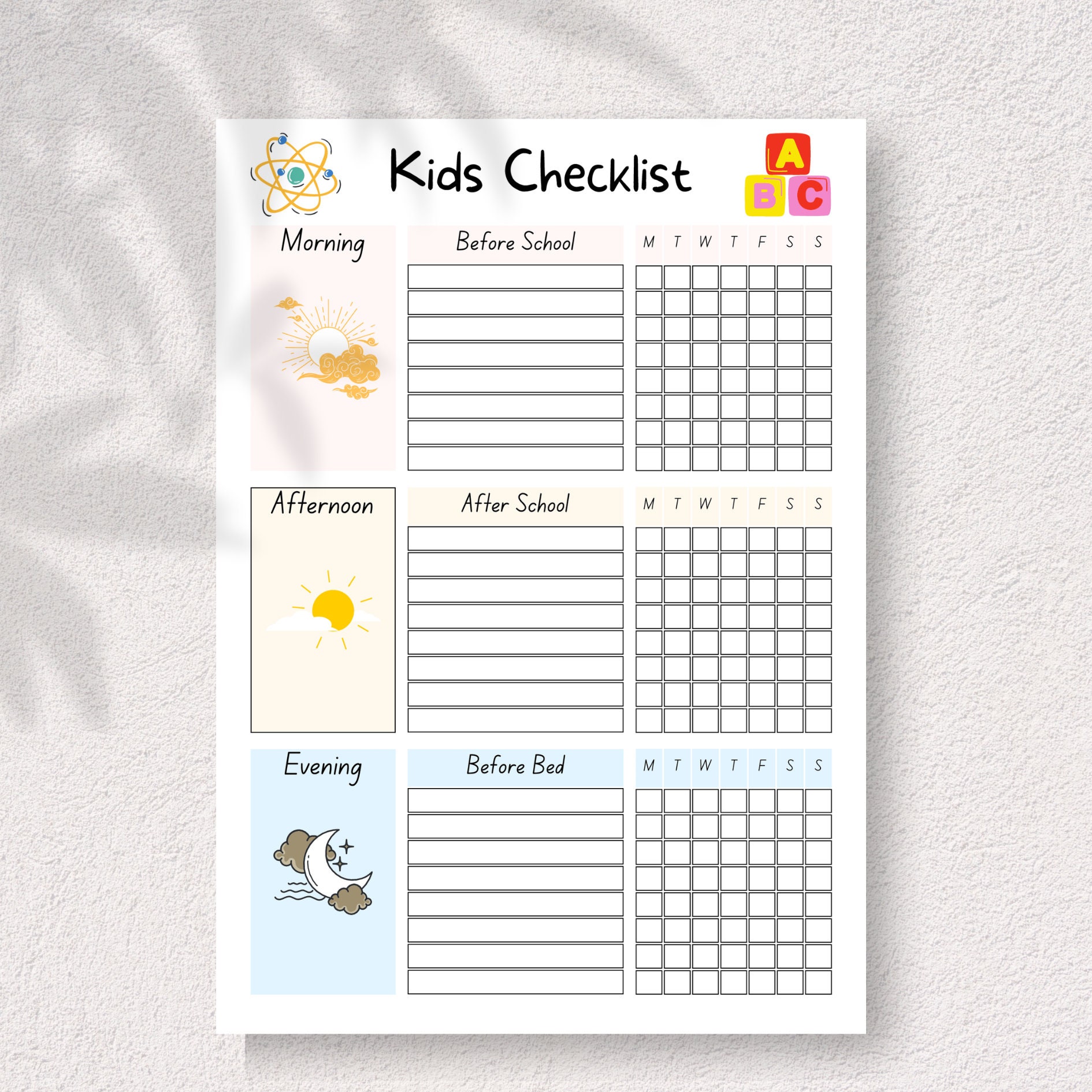 Printable Kids Daily School Checklist Schedule, Editable Kids Chore ...