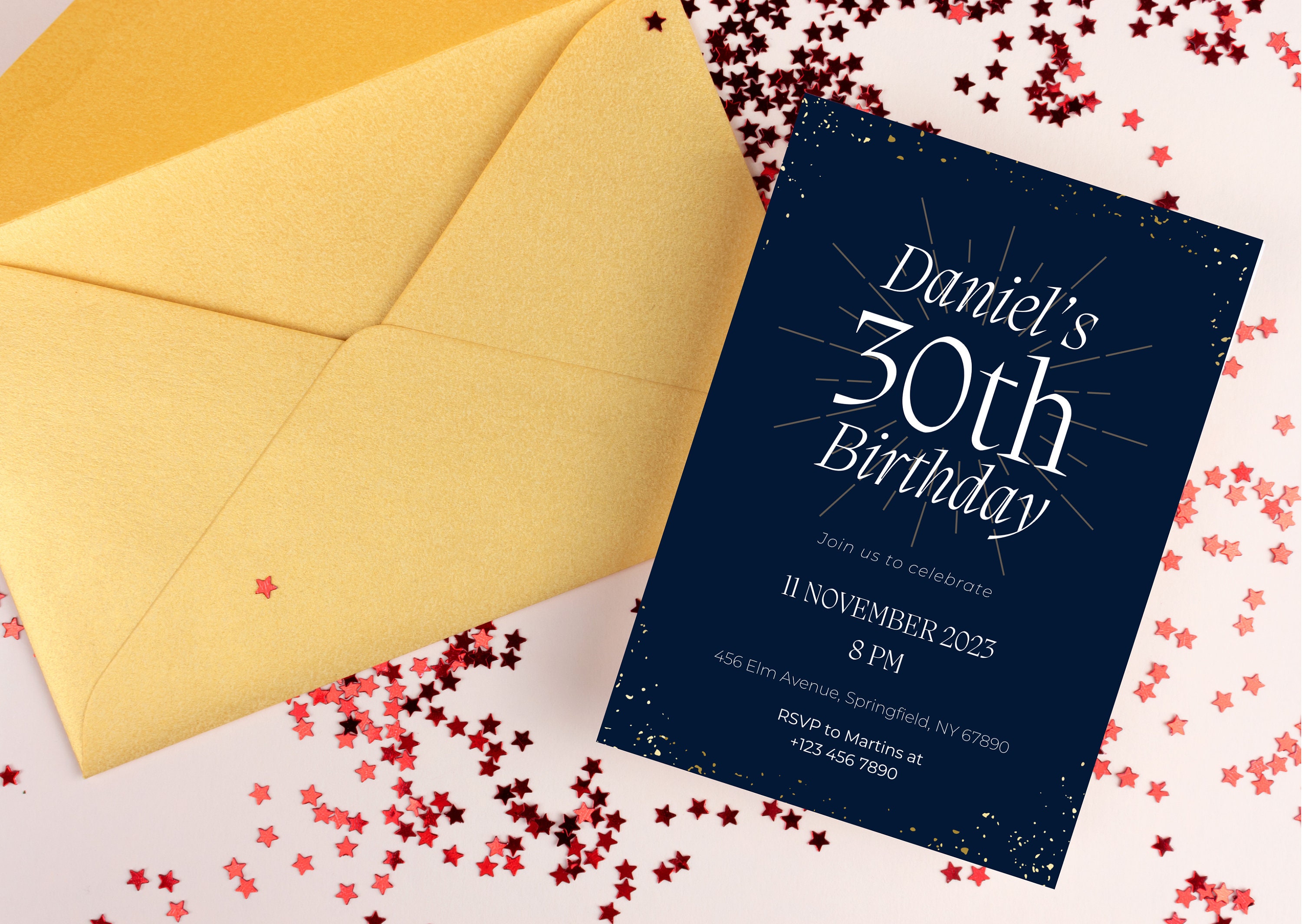 Editable 30th Modern Birthday Invitation Template, Printable Birthday ...