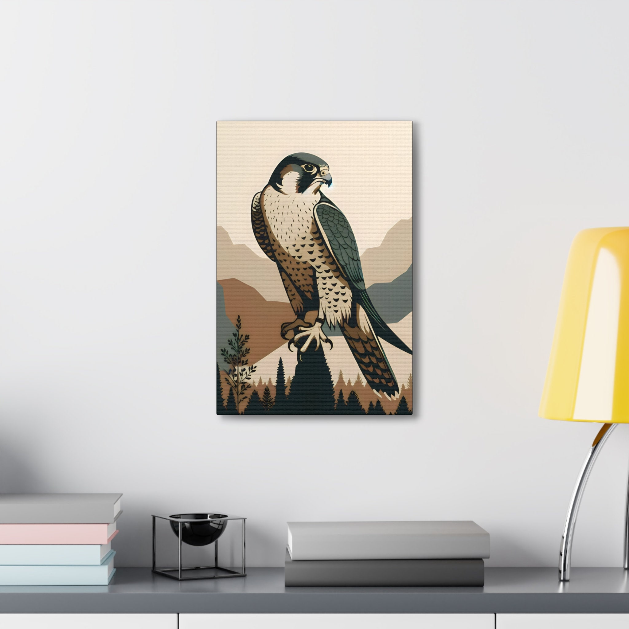 Vintage Minimalism Peregrine Falcon Canvas Wall Art Print - Etsy