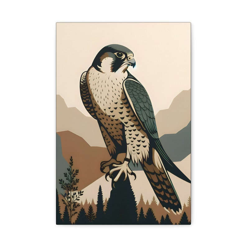 Vintage Minimalism Peregrine Falcon Canvas Wall Art Print - Etsy