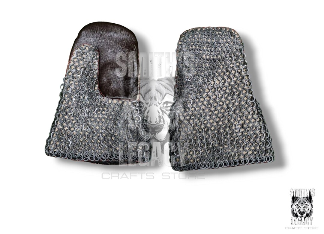 Chainmail Padded Gloves 8mm Flat Ring Alternating Solid Ring Dome ...