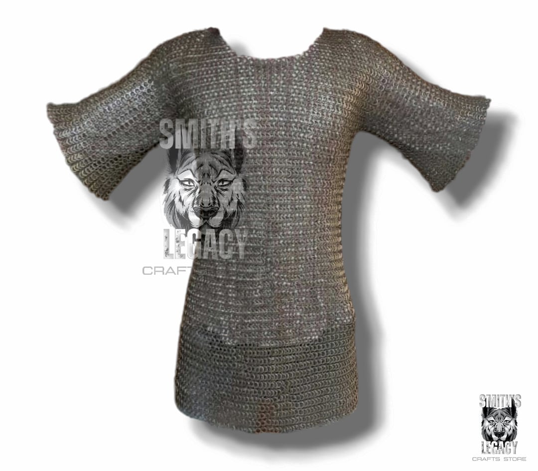 Stainless Steel 9mm Chainmail Haubergeon Flat Ring Alternating Solid ...