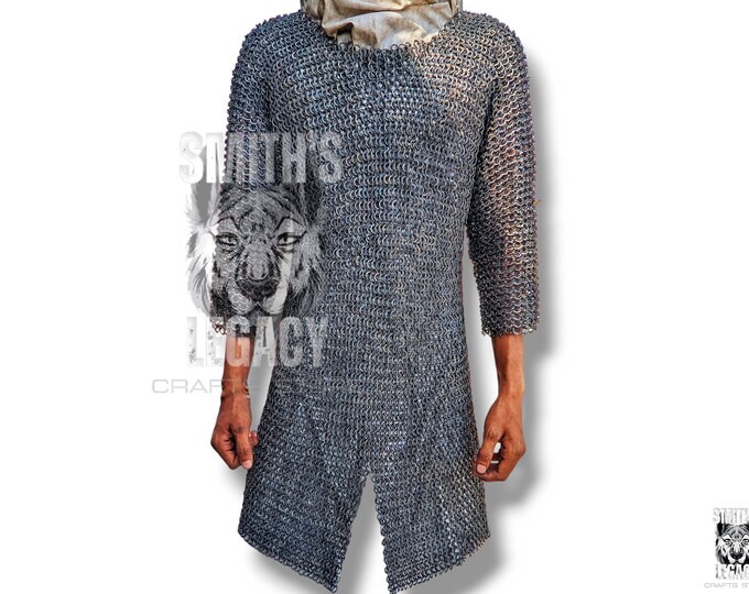 Chainmail Half Body Titanium Haubergeon 9MM Every Ring Dome Riveted ...