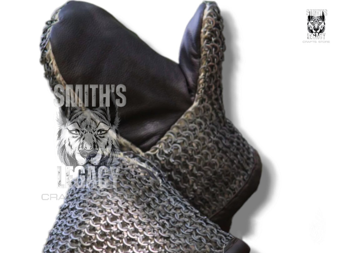 8mm Chainmail Padded Gloves Flat Ring Alternating Solid Ring Dome ...