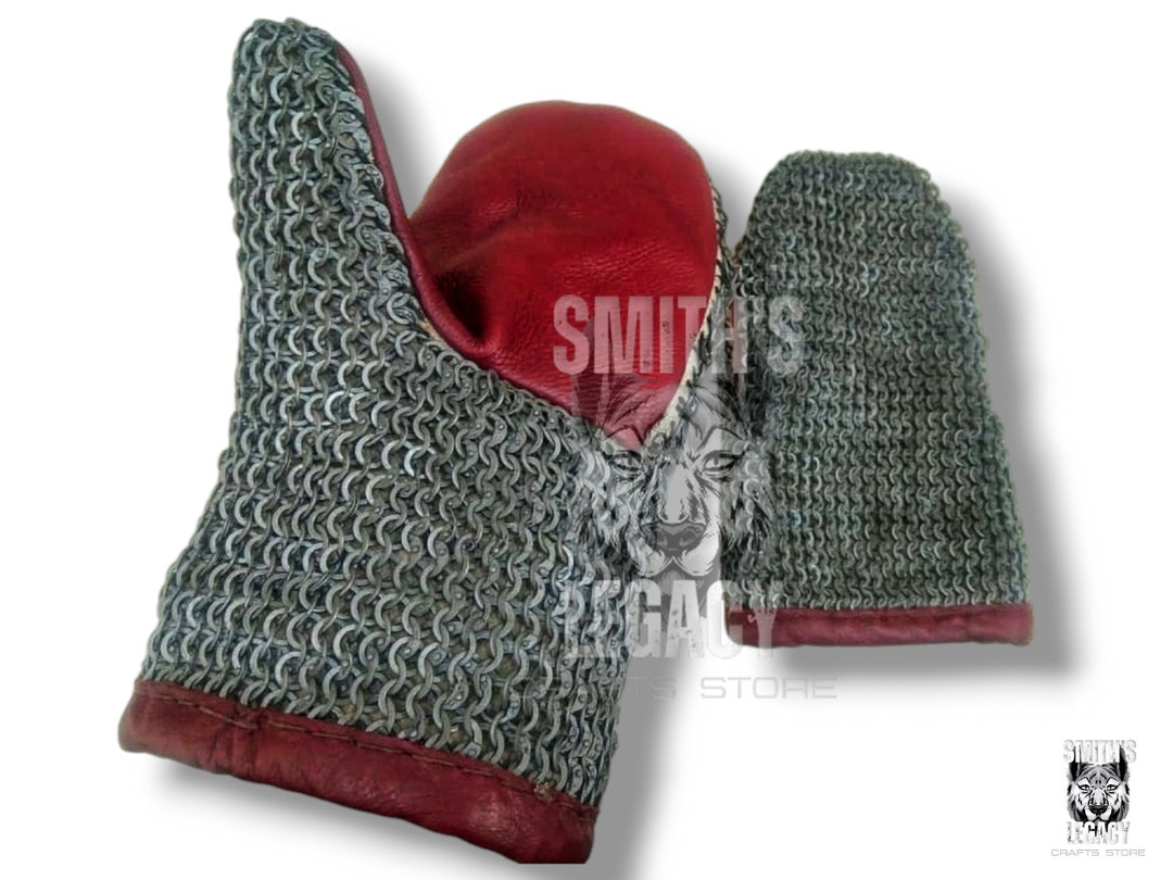 Chainmail Padded Gloves 6mm Flat Ring Alternating Solid Ring Dome ...