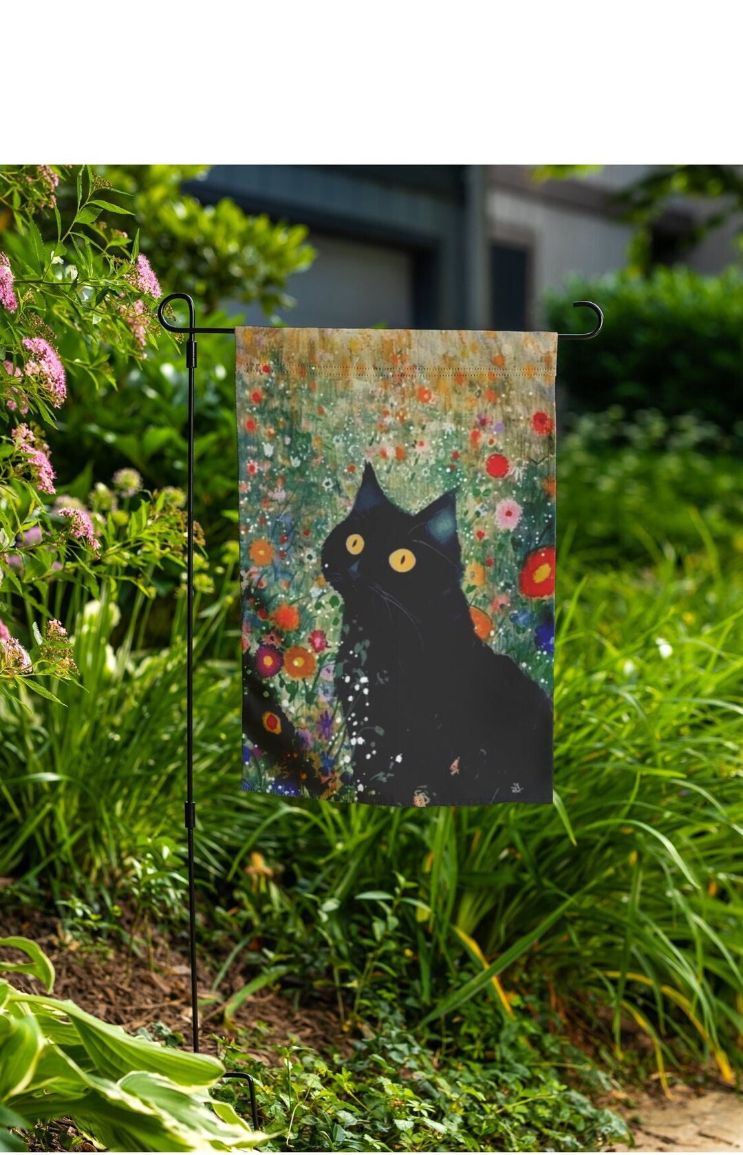 Black Cat Garden Flag - Etsy