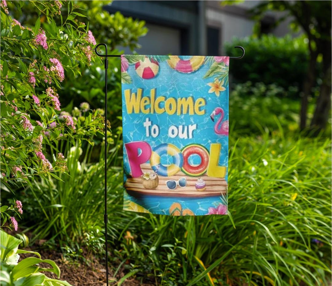 Welcome to Our Pool Garden Flag - Etsy