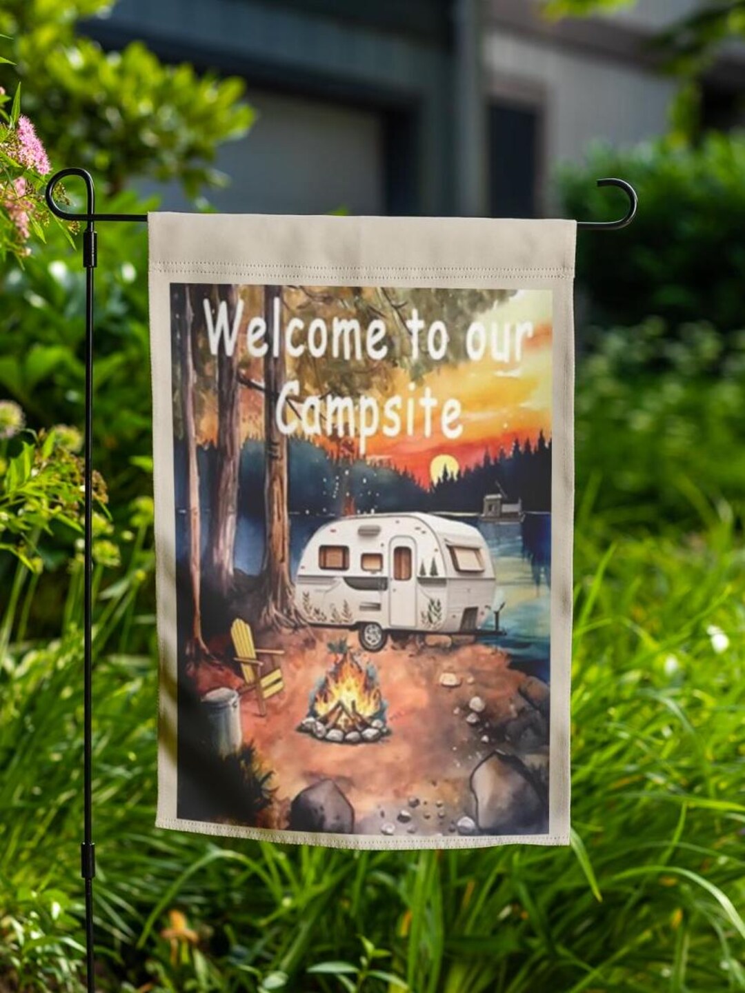 Campsite Bonfire Welcome Flag - Etsy