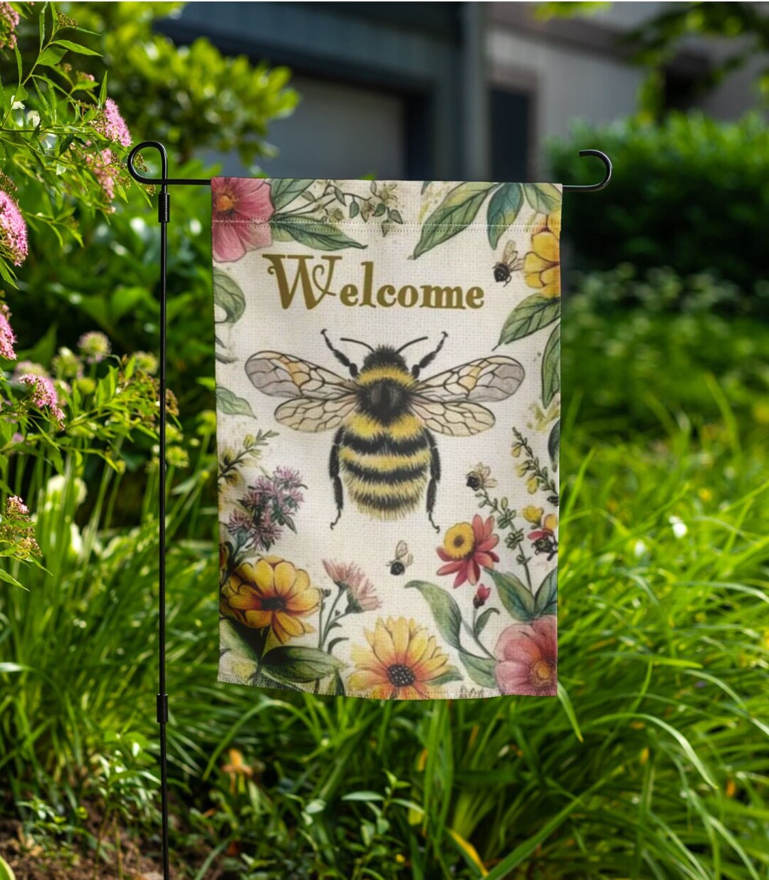Welcome Bee Flag - Etsy
