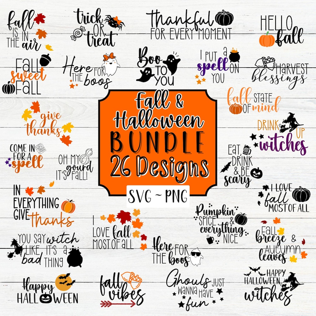 Fall & Halloween SVG Bundle: 26 Designs (digital File) - Etsy