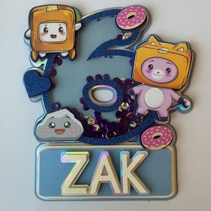 Lankybox Inspired Cake Topper. 3D Shaker, Personalised. Pink or Blue - Etsy