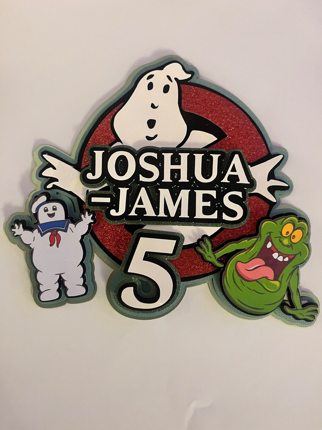Ghostbusters Inspired Cake Topper. Layered, Personalised Name and Age ...