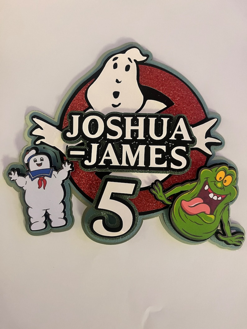 Ghostbusters Inspired Cake Topper. Layered, Personalised Name and Age ...