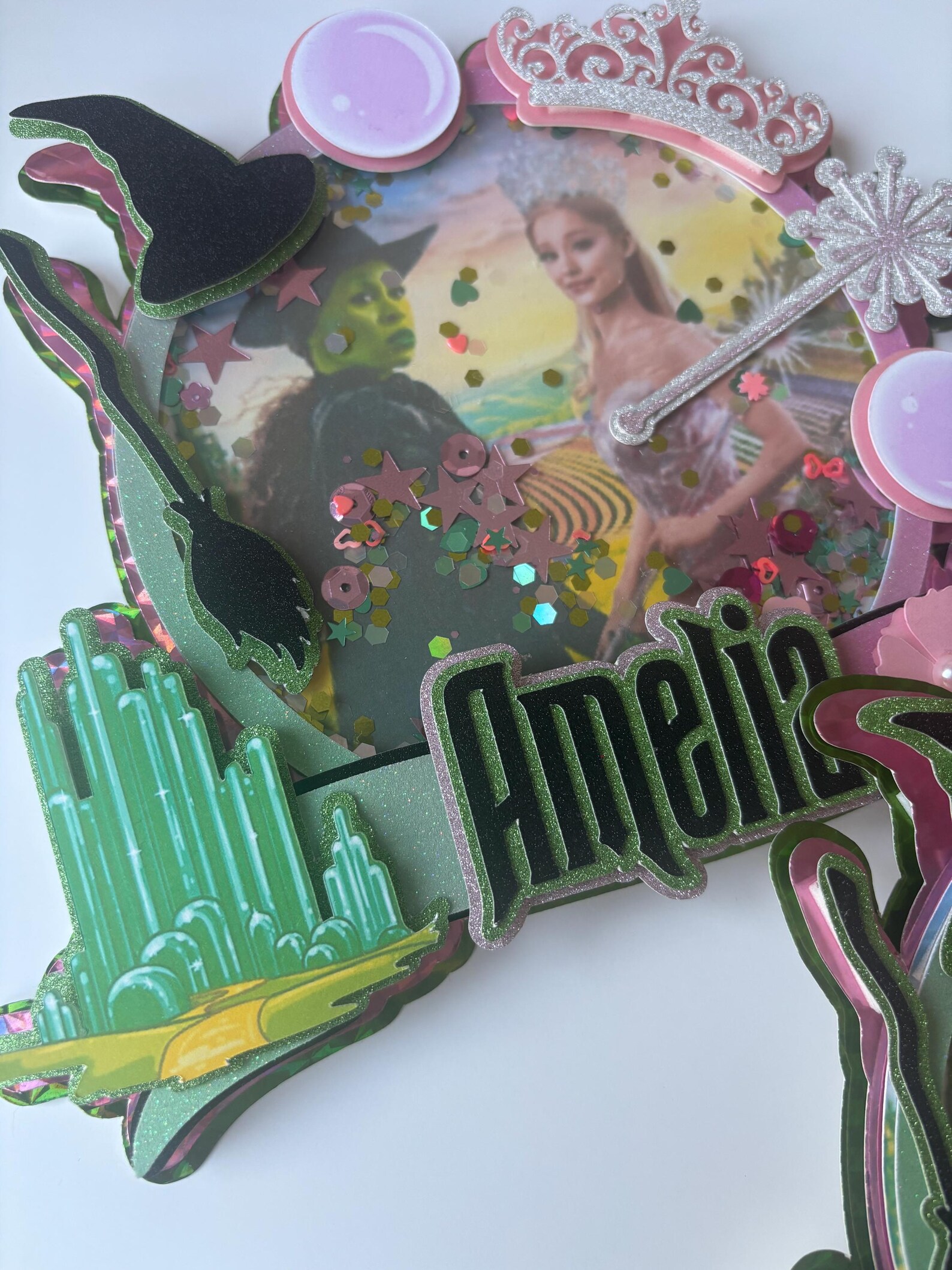 Wicked Inspired 3D Shaker, Cake Topper. Personalised. Birthday - Etsy UK