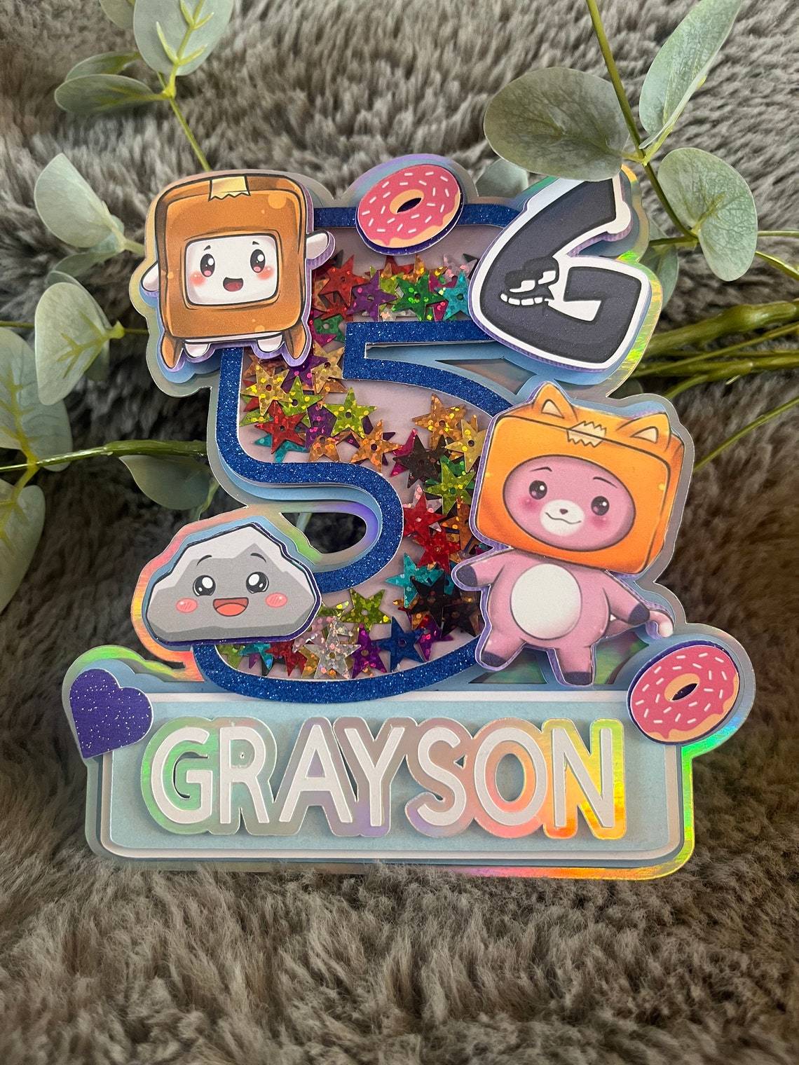 Lankybox Inspired Cake Topper. 3D Shaker, Personalised. Pink or Blue - Etsy