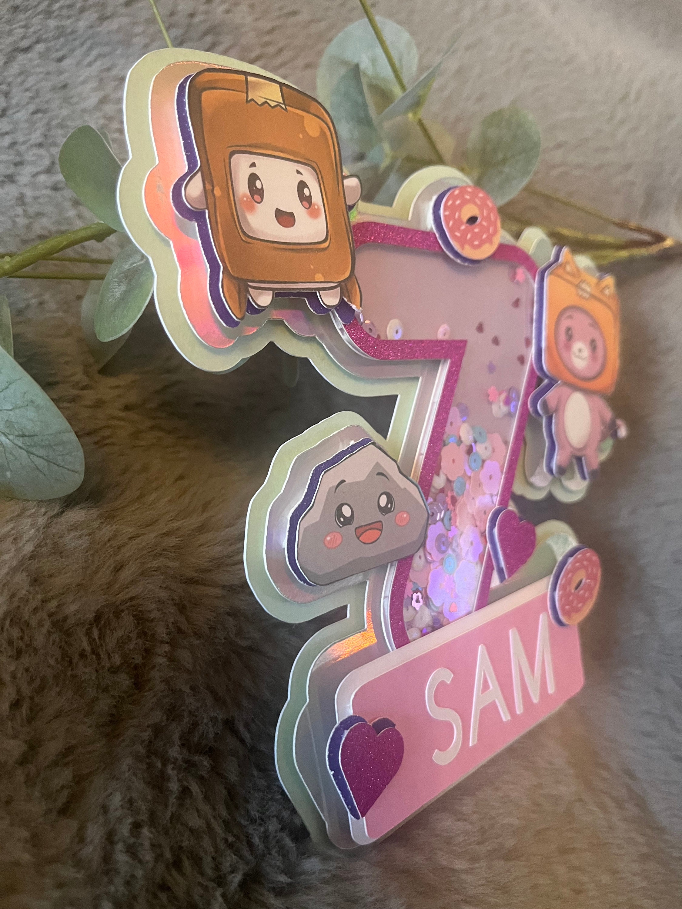 Lankybox Inspired Cake Topper. 3D Shaker Personalised. Pink - Etsy UK