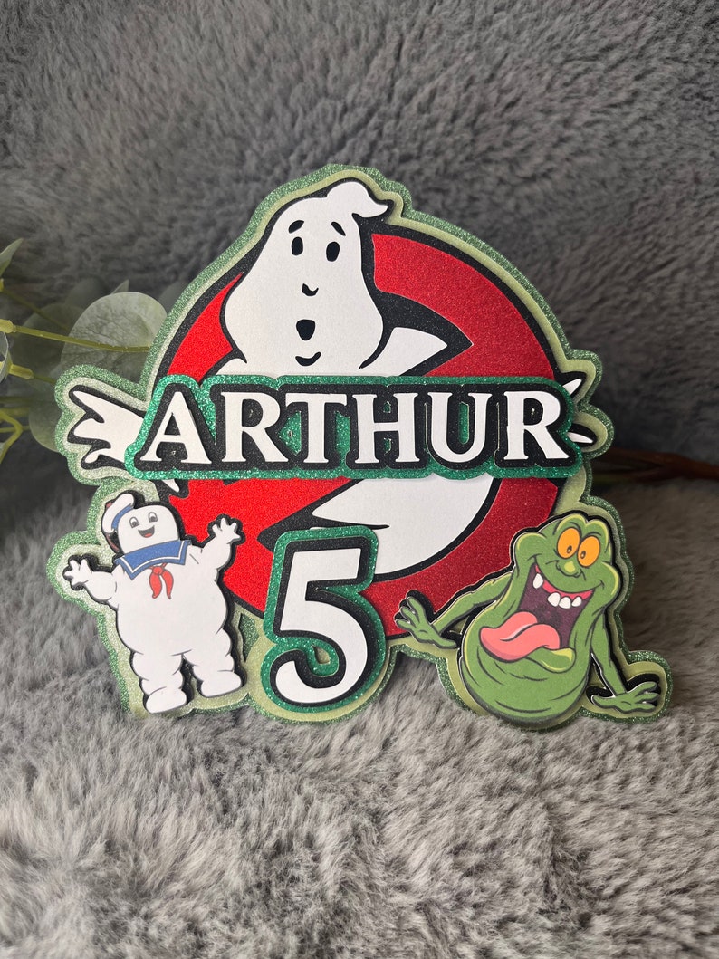 Ghostbusters Inspired Cake Topper. Layered, Personalised Name and Age ...