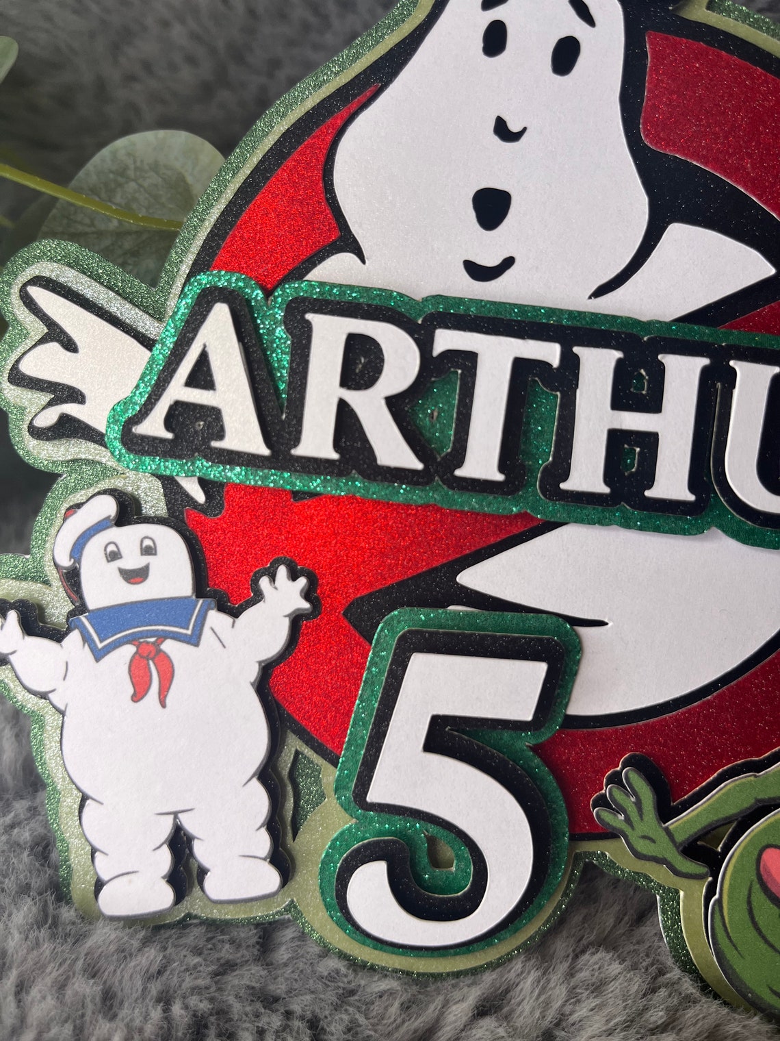 Ghostbusters Inspired Cake Topper. Layered, Personalised Name and Age ...