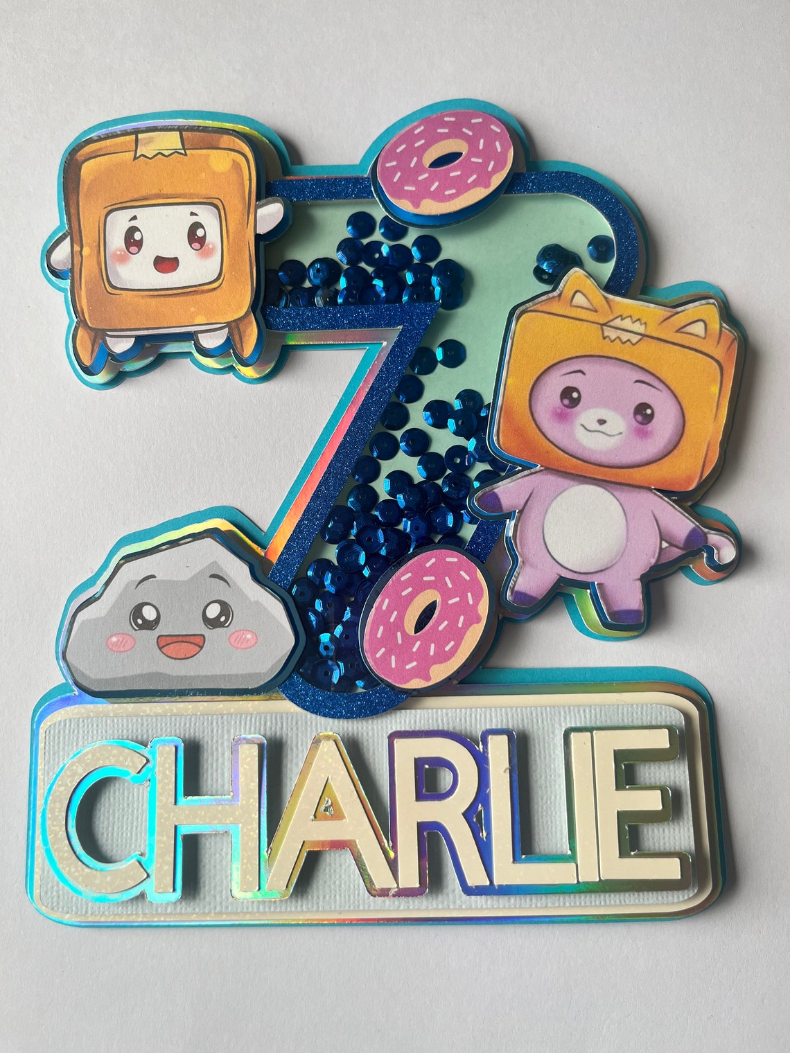 Lankybox Inspired Cake Topper. 3D Shaker, Personalised. Pink or Blue - Etsy