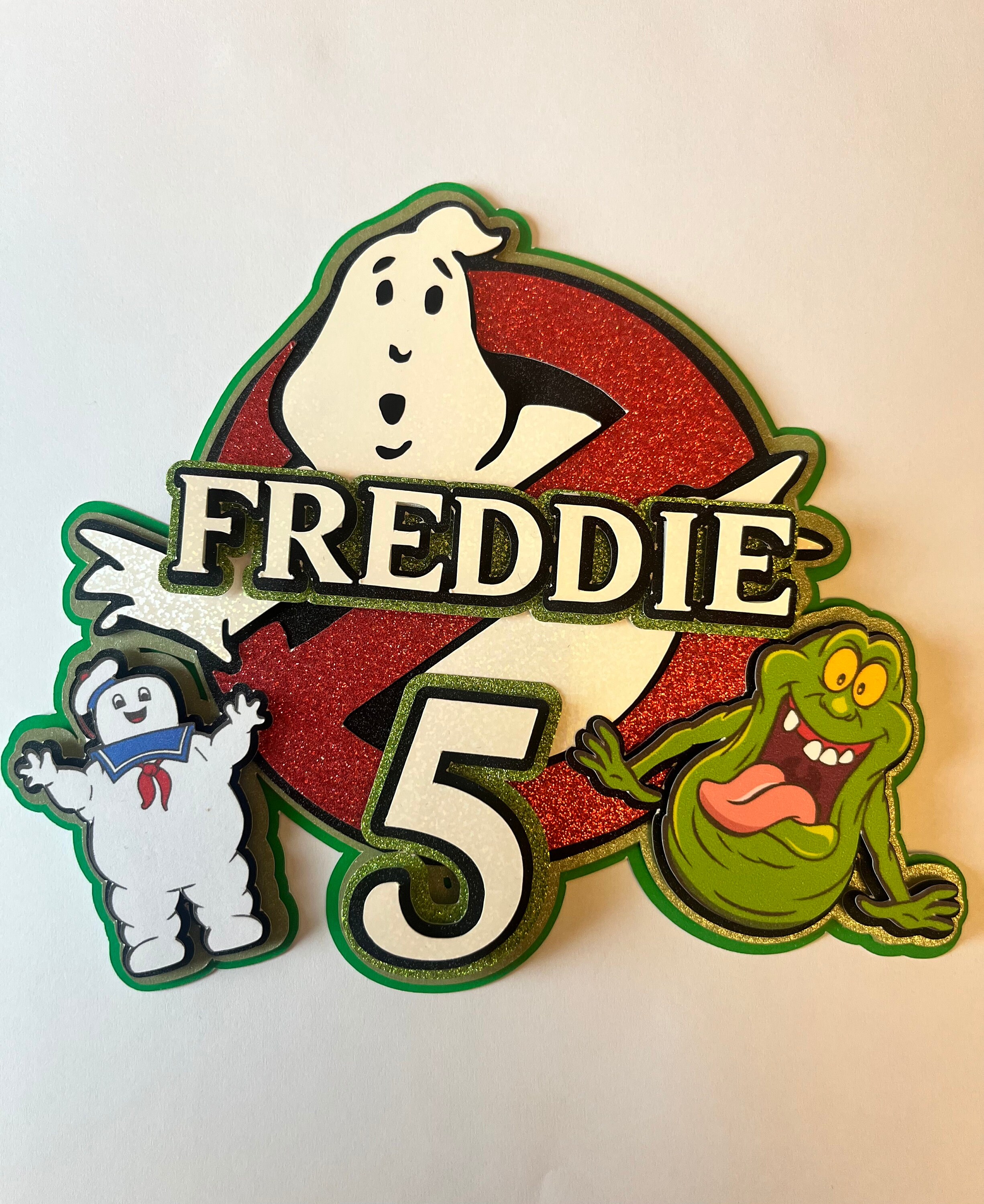 Ghostbusters Inspired Cake Topper. Layered, Personalised Name and Age ...